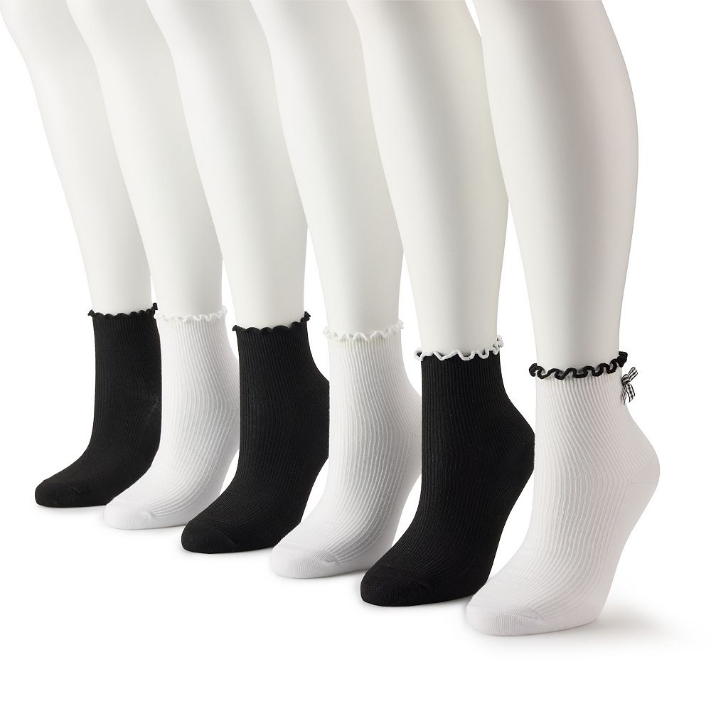 Women's madden girl 6-Pack Gingham Bow Back Anklet Socks