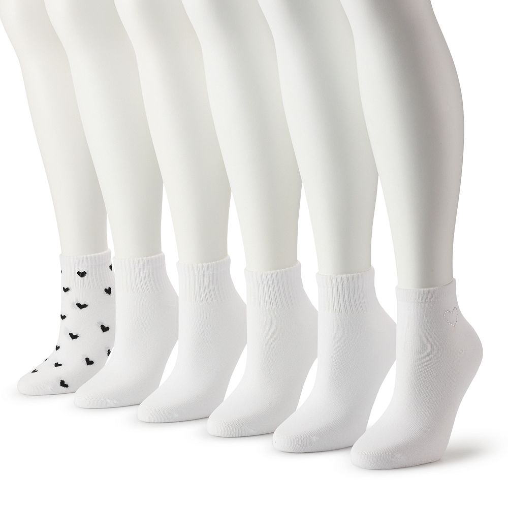 Women's madden girl 6-Pack Rhinestone Bow Quarter Sock Set