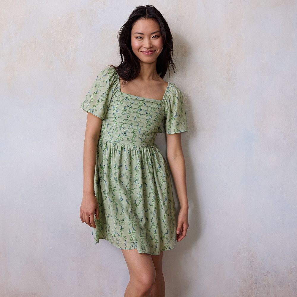 Petite LC Lauren Conrad Pleated Bodice Mini Dress