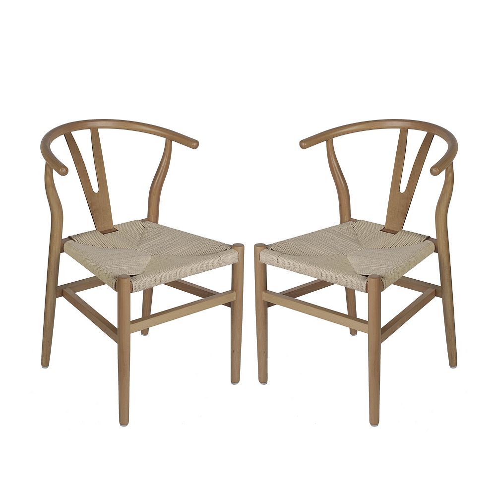 Merrick Lane 2pk Wishbone Style Stack Kitchen Chair W/ Wood Frame ...