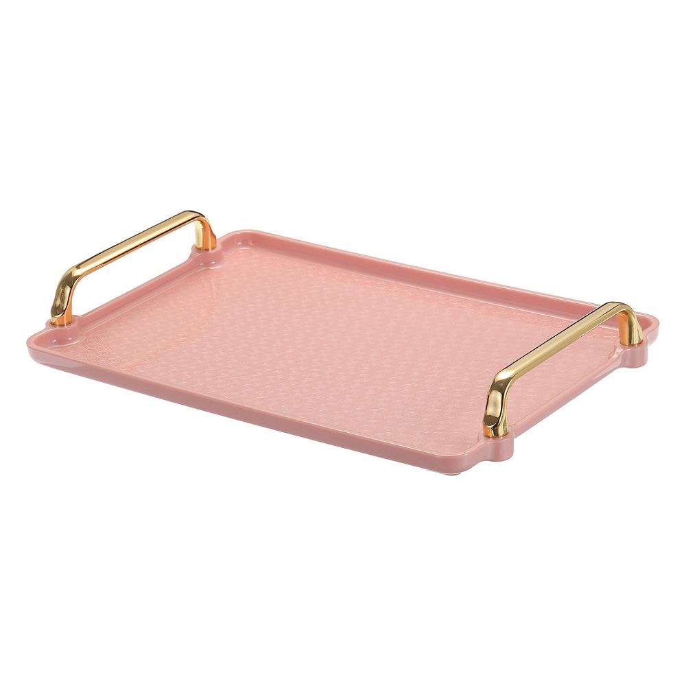 Plastic Serving Tray with Golden Handle, 12.2"x7.9"x0.6" Modern ...