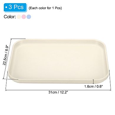 Plastic Fast Food Serving Tray, 3Pcs 12.2"x8.9" Reusable Rectangular ...