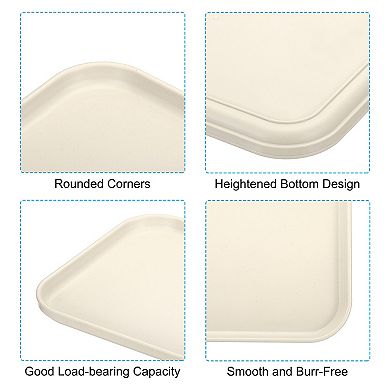 Plastic Fast Food Serving Tray, 3Pcs 12.2"x8.9" Reusable Rectangular ...