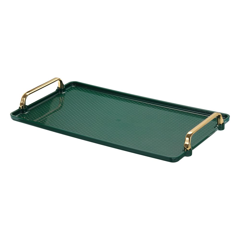Plastic Serving Tray with Golden Handle, 16.1"x8.7"x0.6" Modern ...