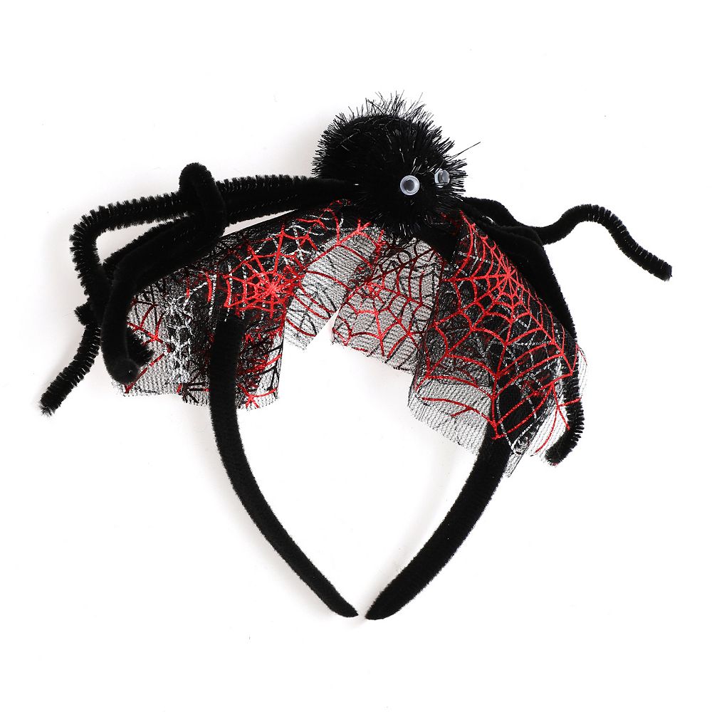Novelty Spider Web Pattern Headband 4.72" Diameter Black Red 1 Pc