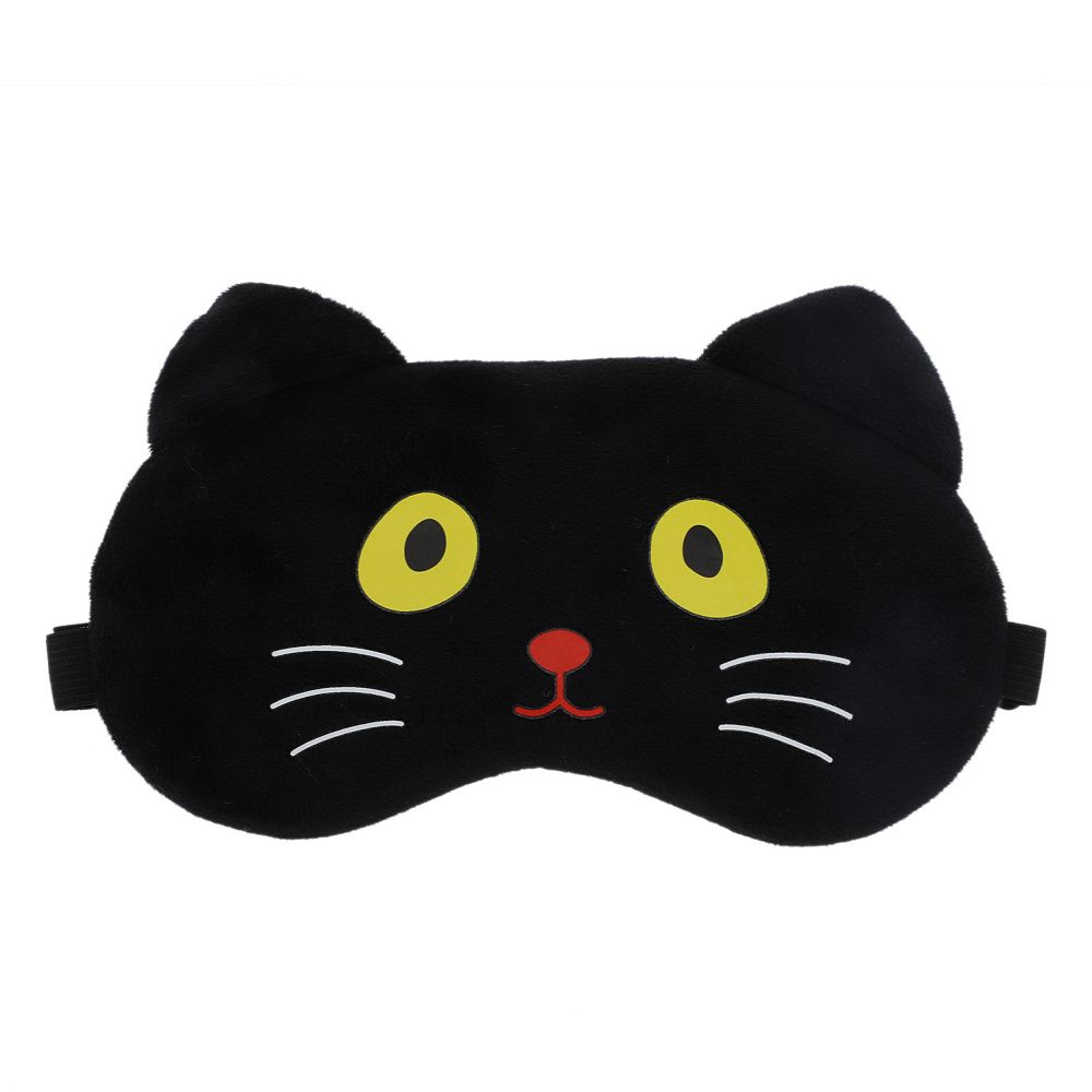 Soft Cartoon Cat Sleep Mask Black Eye Shade Cover for Light Meditation 1 Pc