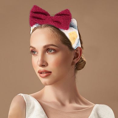 Cute Plush Washing Face Knot Bow Headwrap for Women 8.27"x2.76" 1 Pc