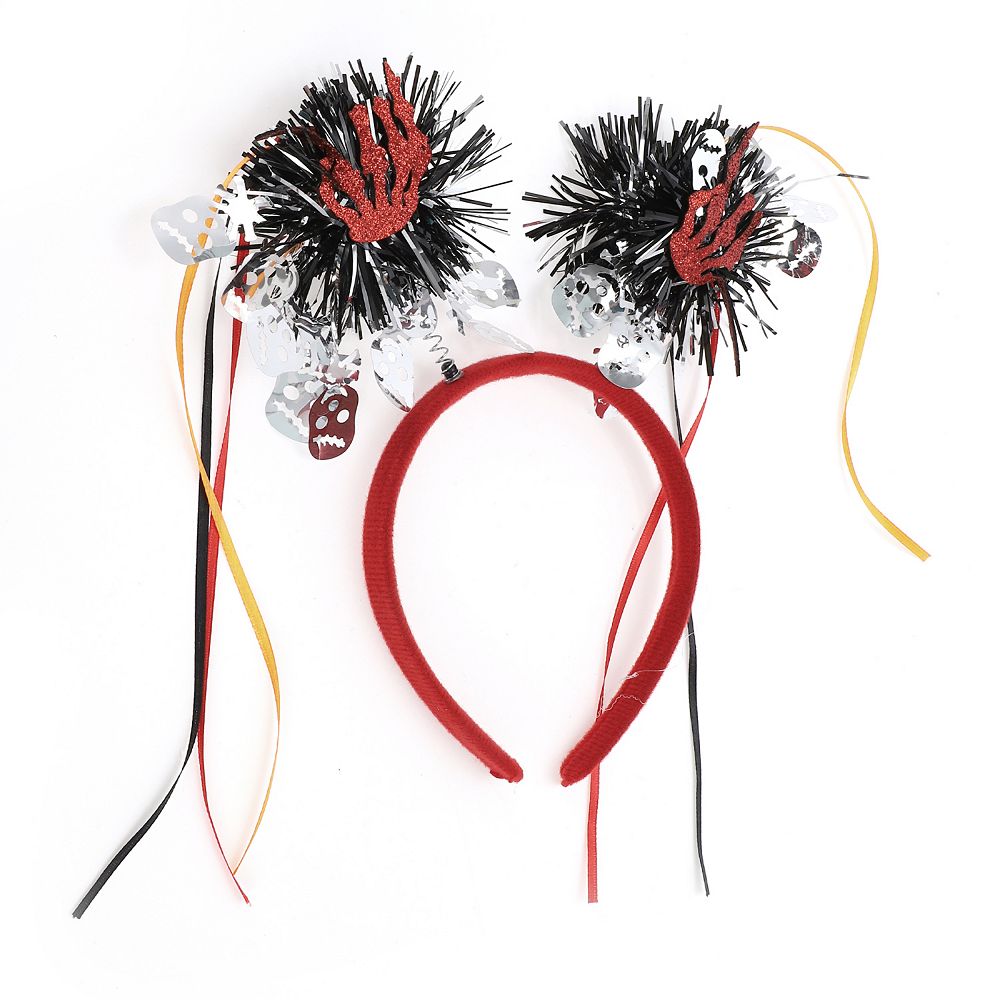 Cute Skeleton Hand Pattern Headband 4.72" Diameter Black Red 1 Pc