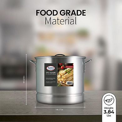 Alpine Cuisine Aluminum Steamer Stock Pot With Cooking Pot Lids 24 Qt ...