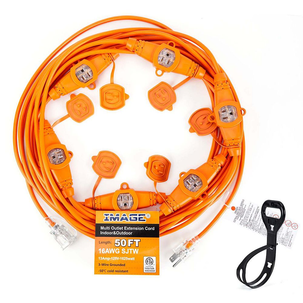 50FT Multi-Outlet Extension Power Cord 3 Prong