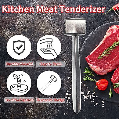 Meat Tenderizer, Kitchen Dual-Sided Aluminium Meat Mallet Use for ...