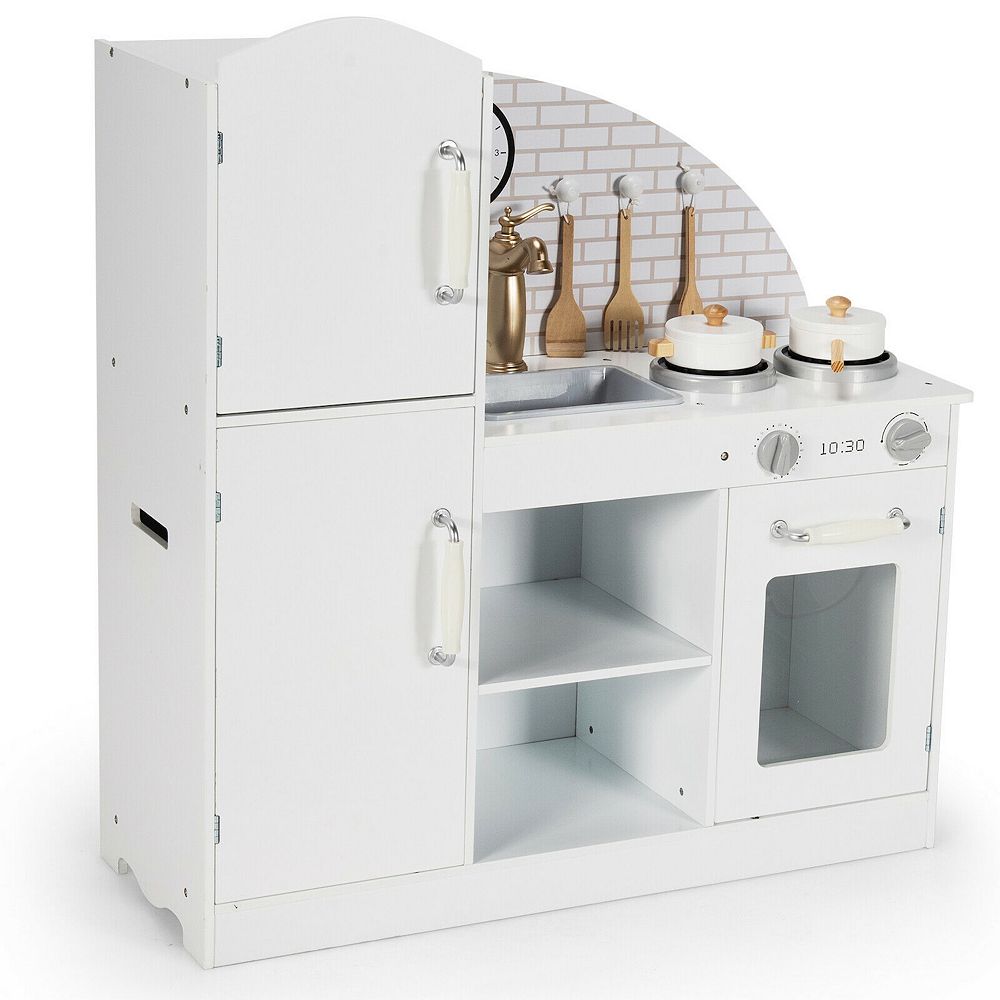 Kids Kitchen Playset Pretend Play Cooking Set with Vivid Faucet and ...