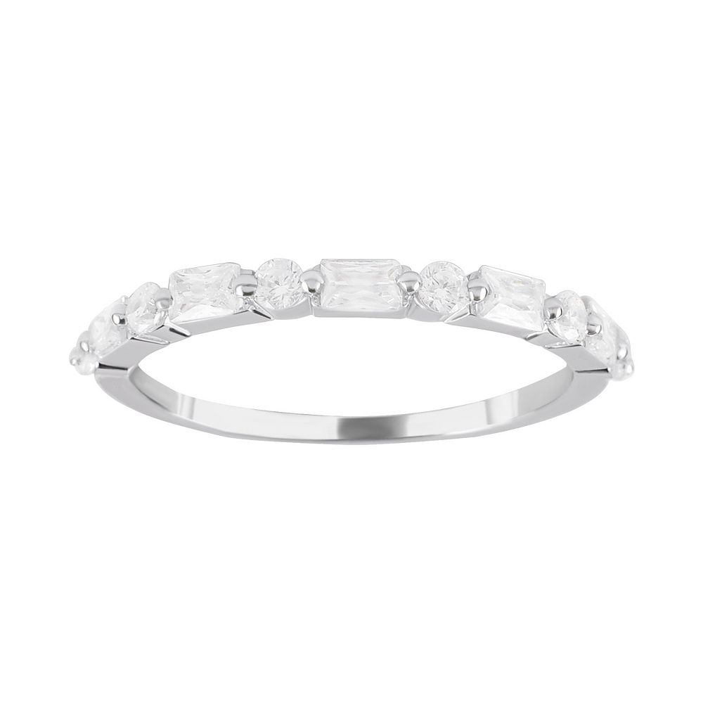 SIRI Rhodium-Plated Sterling Silver Cubic Zirconia Ring with ...