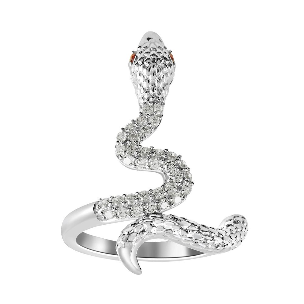 SIRI Sterling Silver Rhodium-Plated White Cubic Zirconia and Garnet ...