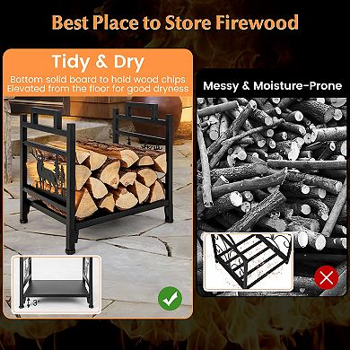 18.5 Inch Metal Firewood Rack With Dual Handles