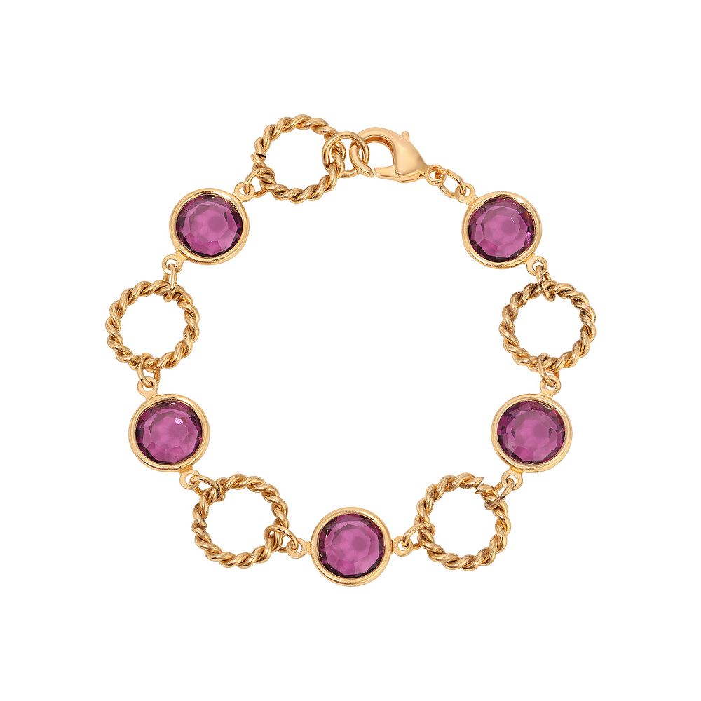 1928 Gold-Tone Purple Crystal Channel-Set Bracelet