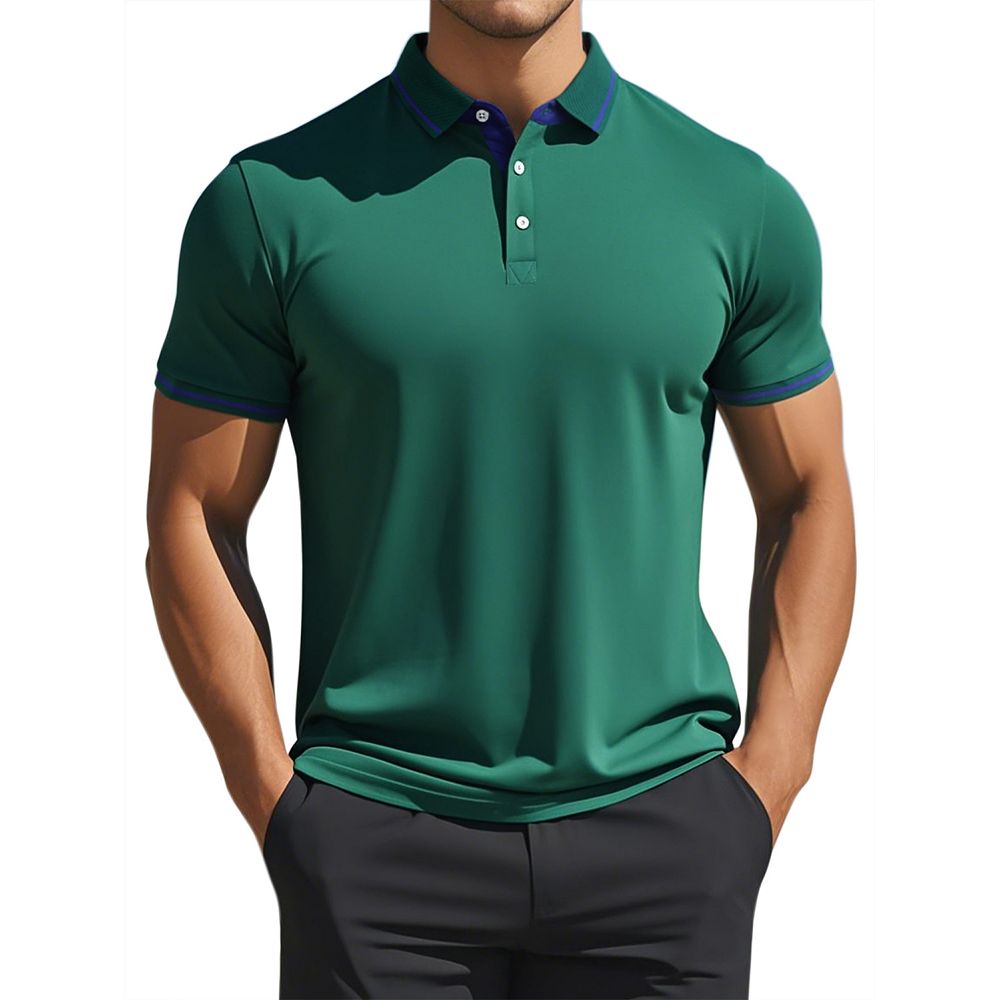 Men's Short Sleeve Contrast Color Summer Golf Formal Business Polo Shirts