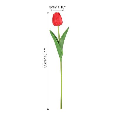 24 Pcs Fake Tulips Artificial Flowers, PU Artificial Tulips Real Touch with Stems for Home Decor