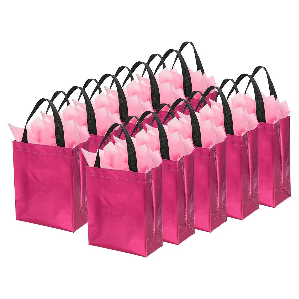 8"x4"x10" Gift Bags with Tissue for Presents, 12 Set Reusable Non-Woven ...