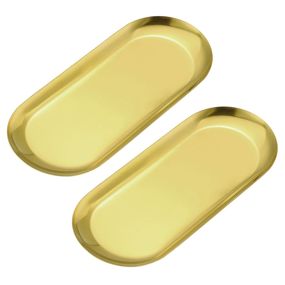 2 Pcs Stainless Steel Decorative Trays, Bathroom Trays, Small Serving Trays