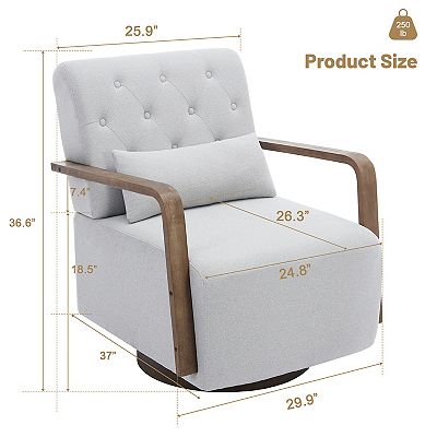 PU Leather Swivel Accent Chair with Nailheads Upholstery