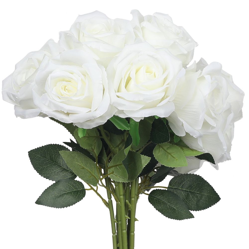 Artificial Rose Flower, 10pcs Silk Fake Rose with Long Stem Rose ...