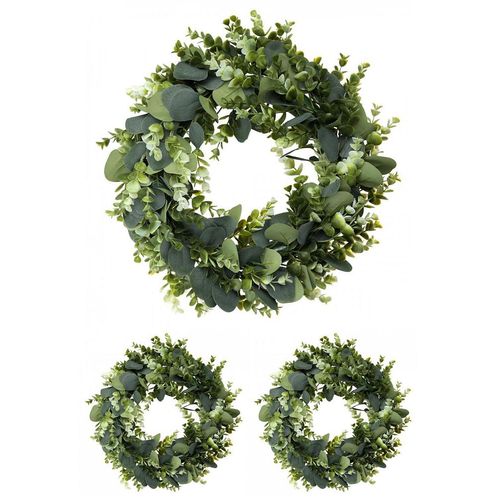 3 Pack Eucalyptus Wreath Sets Handmade Fall Wreath Green Leaf Wreath ...
