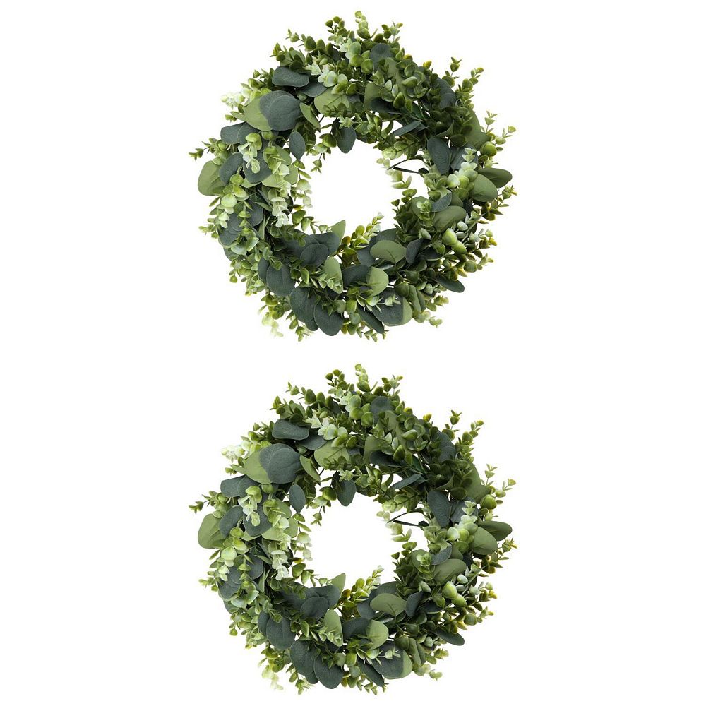 2 Pack Eucalyptus Wreath Sets Handmade Fall Wreath Green Leaf Wreath ...