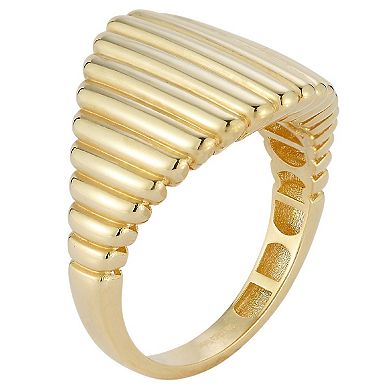 LUMINOR GOLD 14k Gold Bold Ribbed Signet Ring