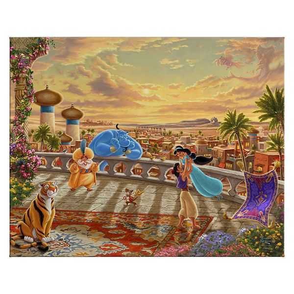 Disney's Aladdin Thomas Kinkade Jasmine & Aladdin Dancing Scene Canvas ...