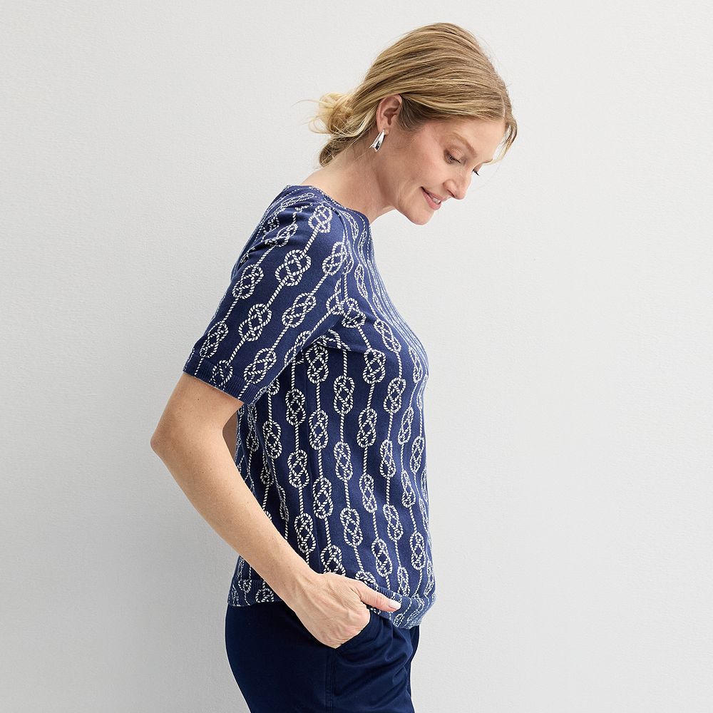 Women's Croft & Barrow® Printed Elbow Sleeve Pullover Top