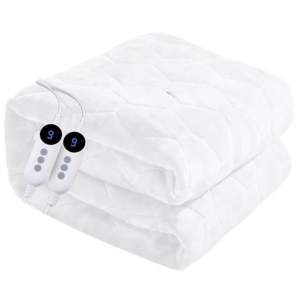 Queen/King-Size Flannel Heated Electric Mattress Pad with Dual Zone ...