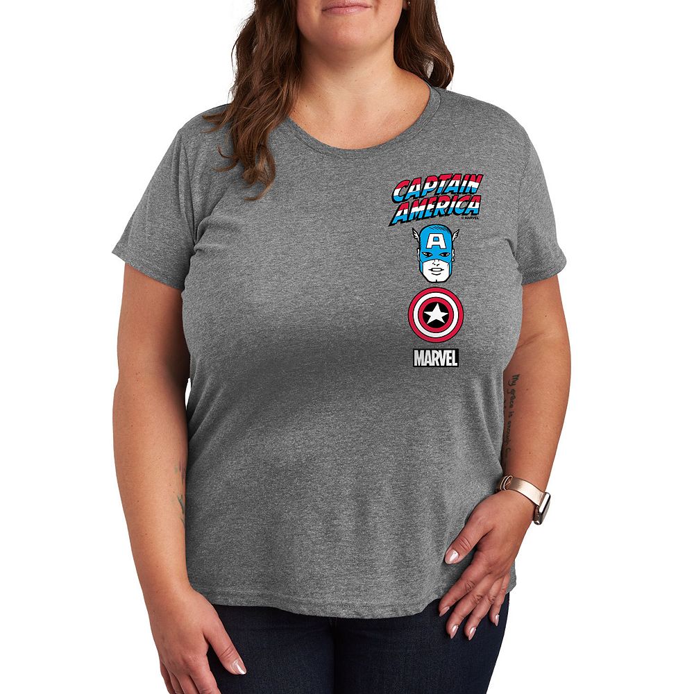 Plus Size Marvel Captain America Icons Graphic Tee