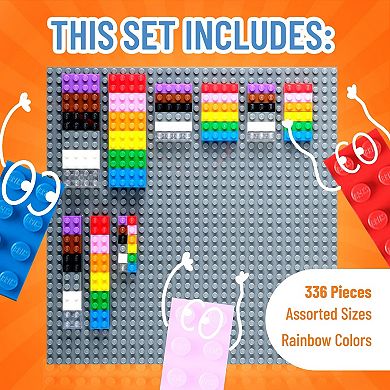 Toy Building Block Starter Kit For Kids, Vibrant Colors, 336 Pieces