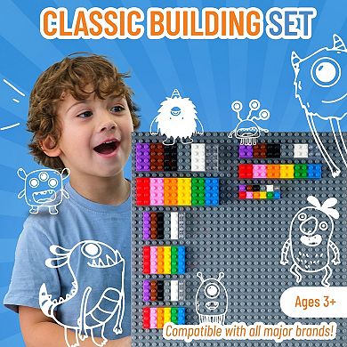 Toy Building Block Starter Kit For Kids, Vibrant Colors, 336 Pieces