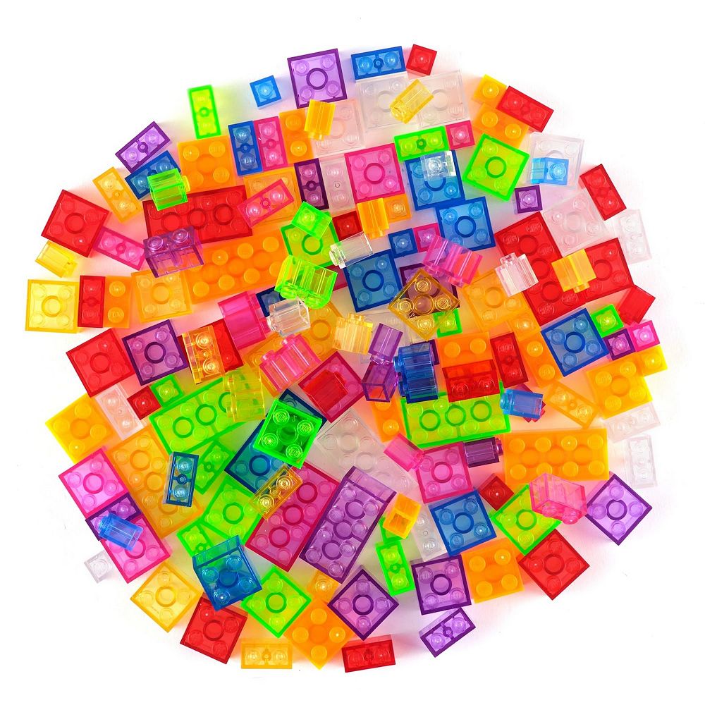 Classic Bricks Set, Clear Colors, 4 Different Shapes And Sizes, 156 Pieces