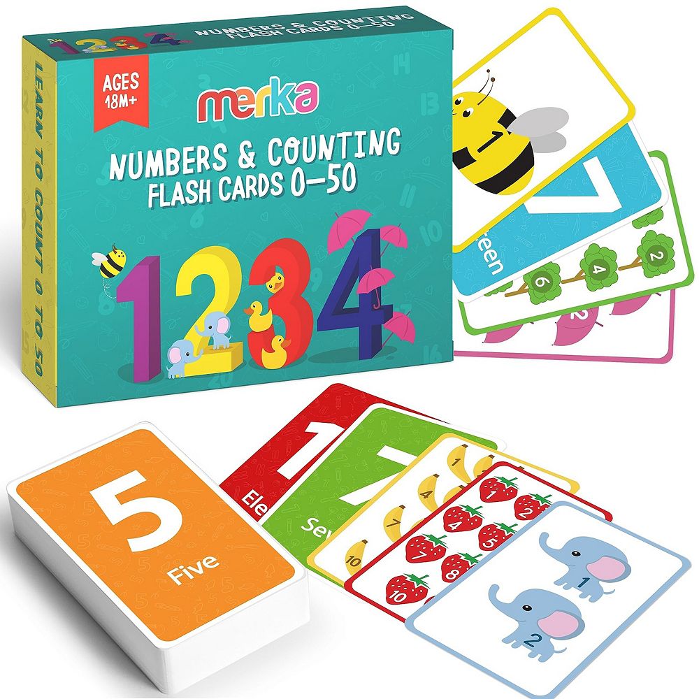 Math Counting Flashcards for Toddlers - Number Flash Cards 55 Counting ...