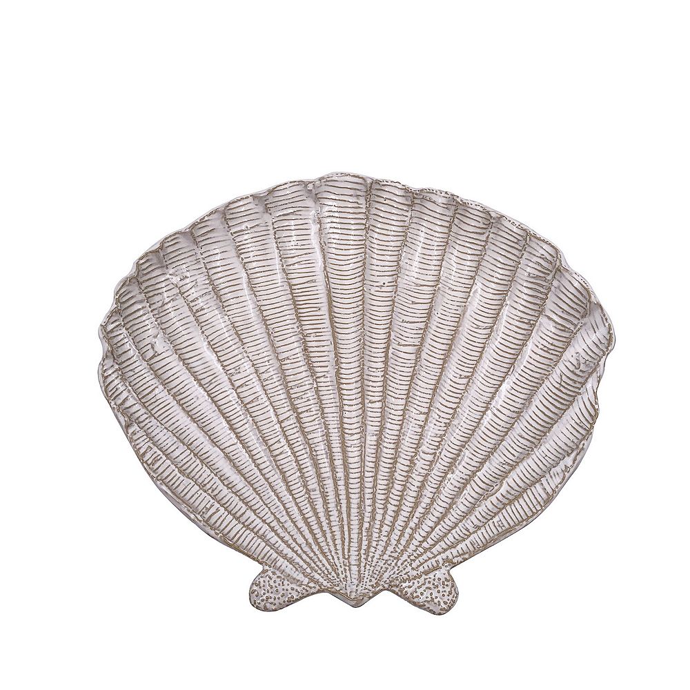 White Ceramic Seashell Decorative Tray Table Decor