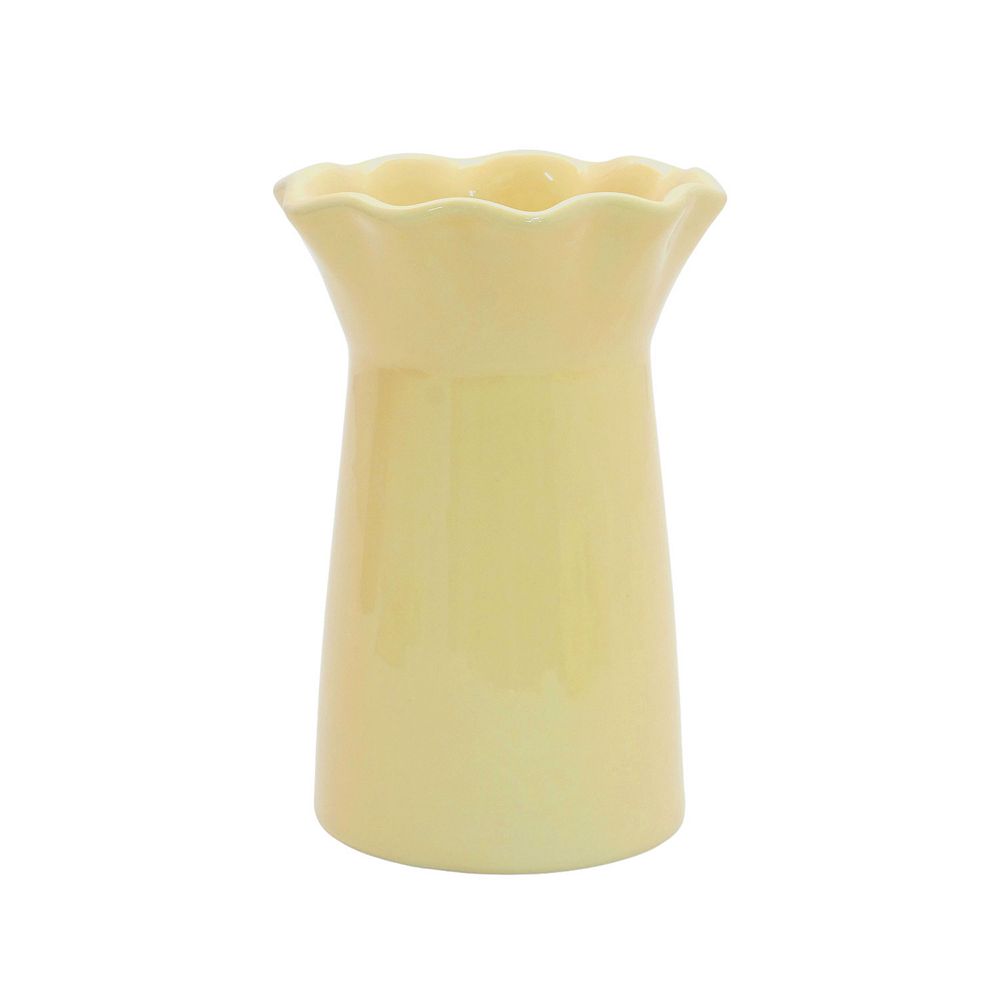Everyday Decor Yellow Ruffle Top Ceramic Vase