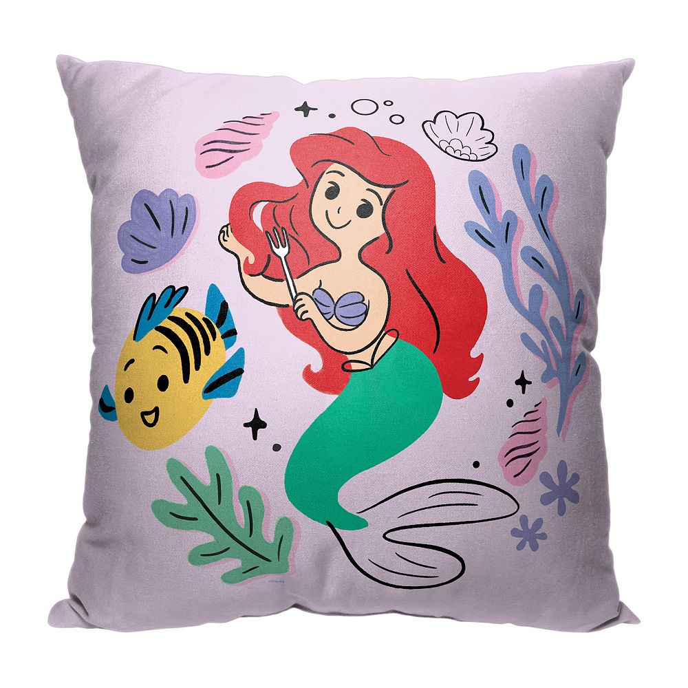 Disney Little Mermaid Classic Doodle Ariel Printed Throw Pillow