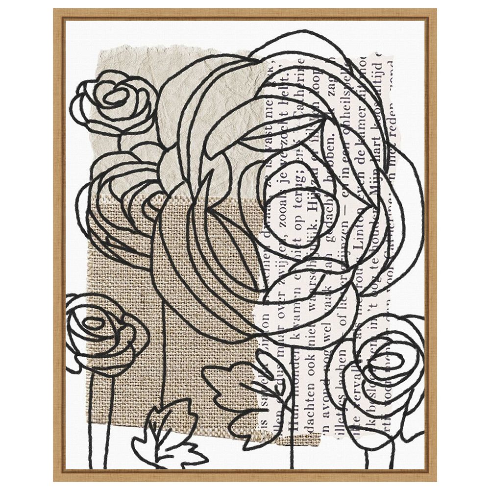 Drawn Flowers II by Alonzo Saunders Framed Canvas Wall Art Print