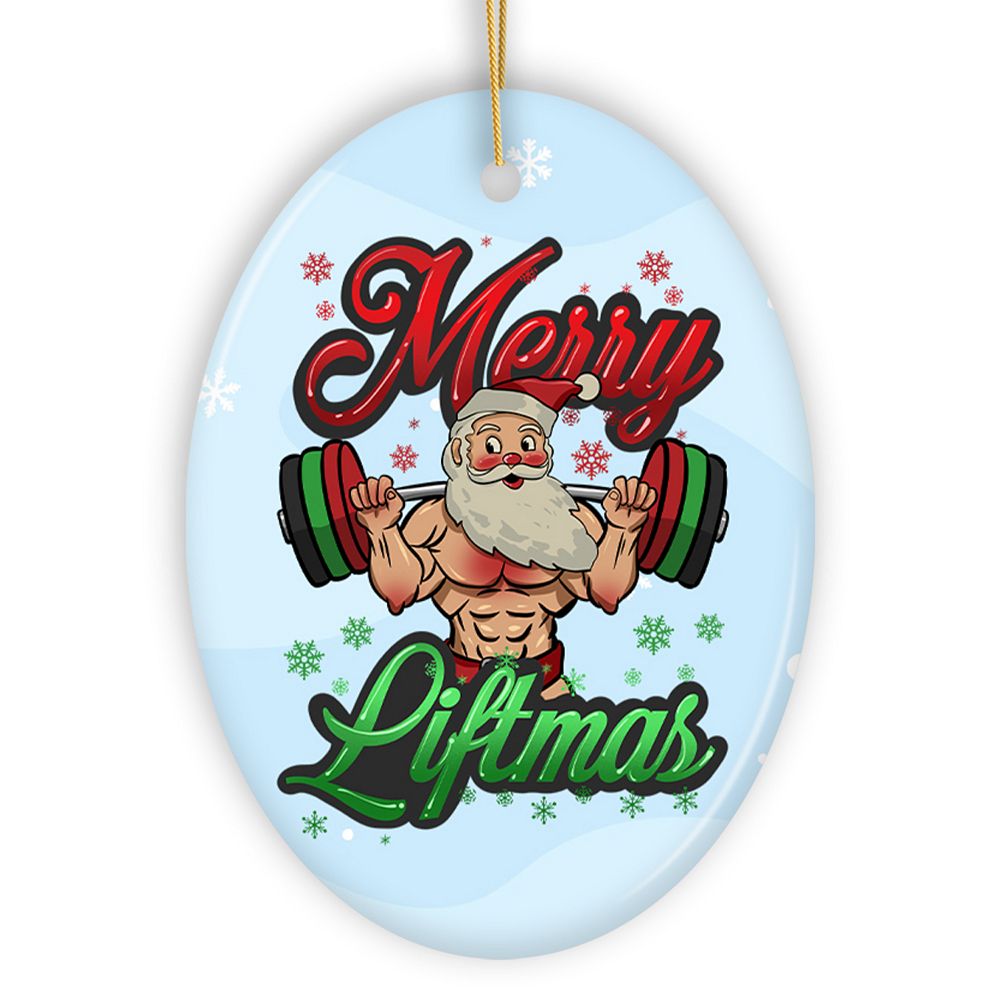 Buff Santa Merry Liftmas Ornament, Strong Holiday Spirit Gift for ...