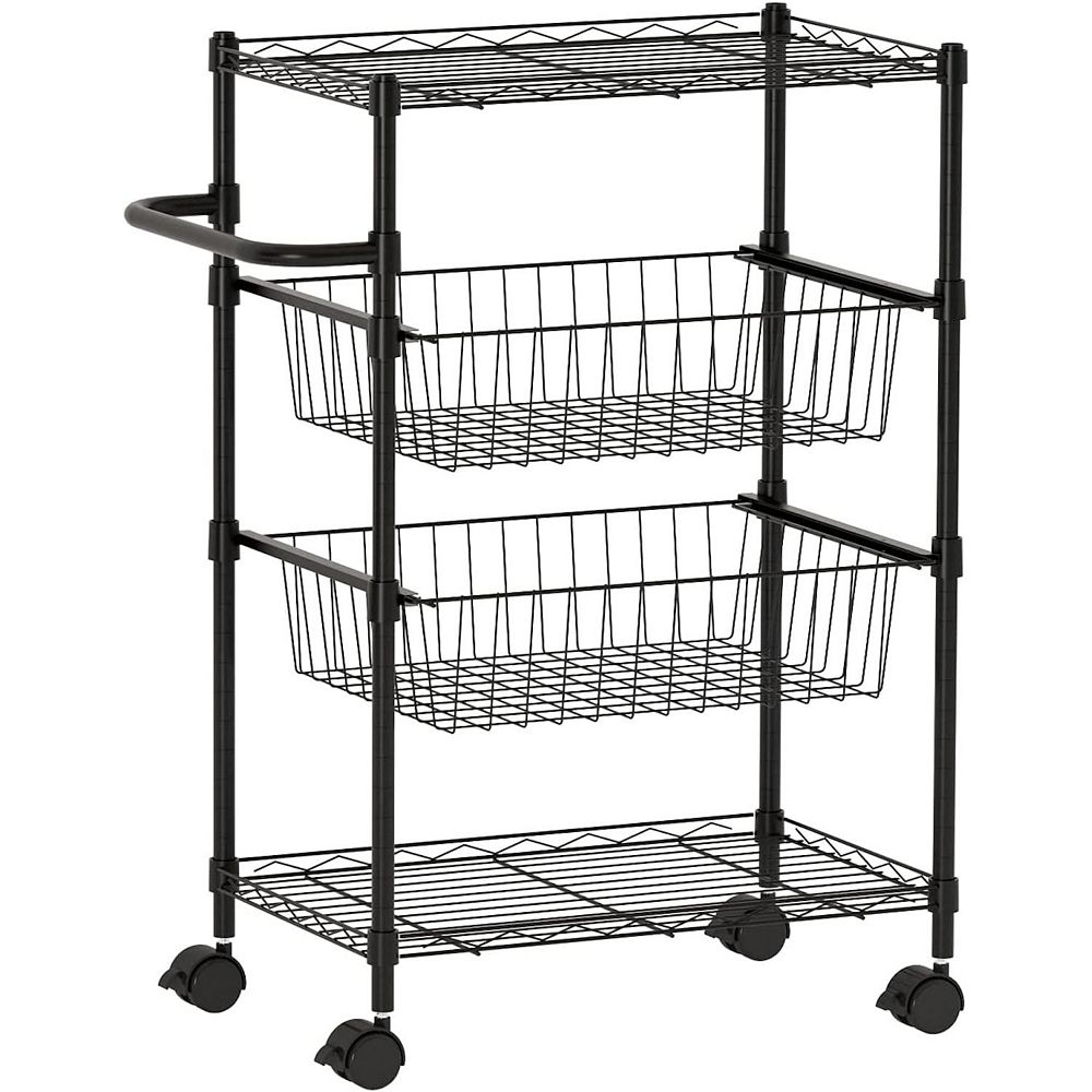 4 Tier Rolling Carts, Metal Wire Utility Cart for Restaurant, Kitchen ...