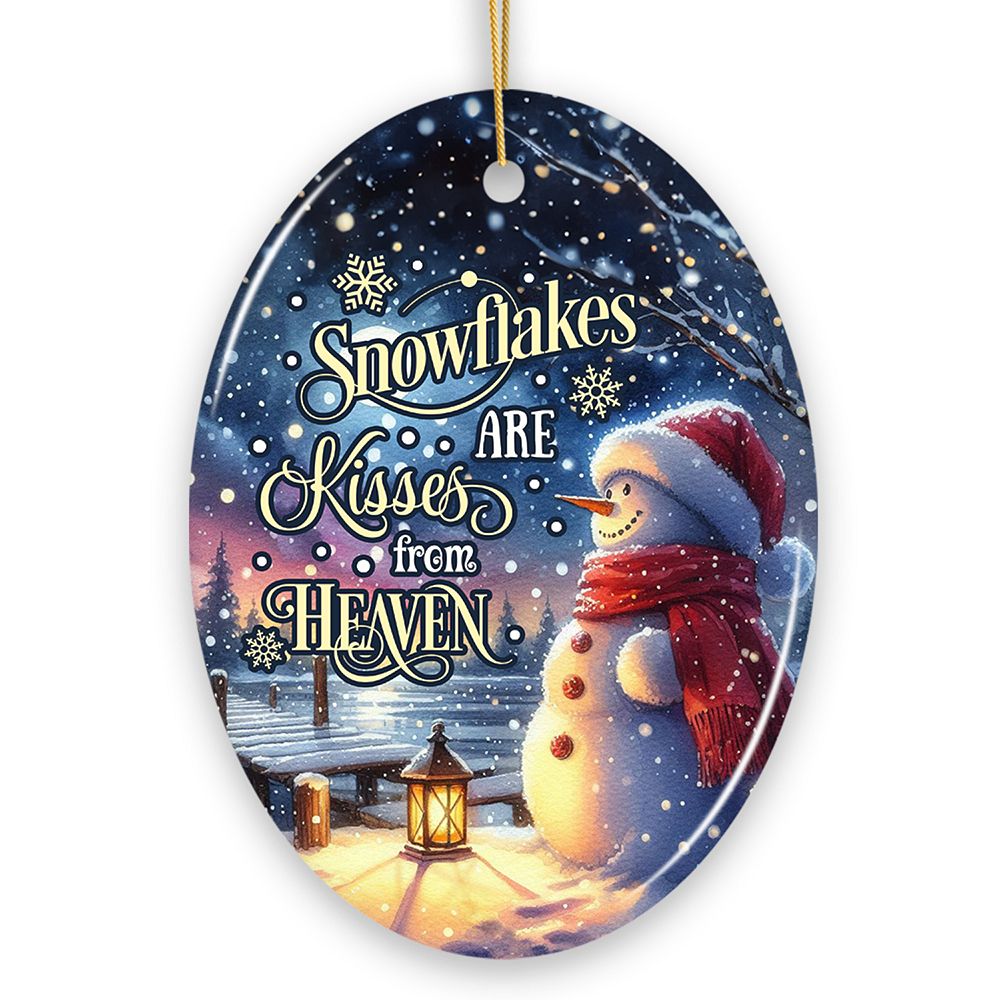 Snowflakes are Kisses from Heaven Christmas Ornament, Snowman under the ...