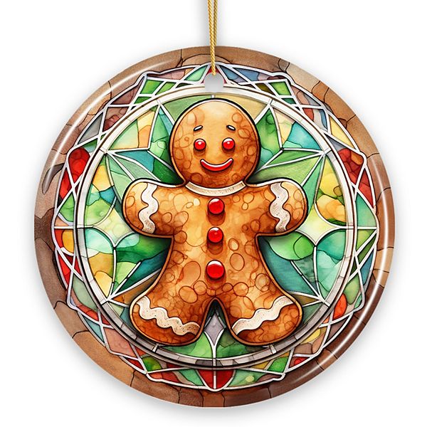 Handmade Gingerbread Man Stained Glass Style Ceramic Ornament ...