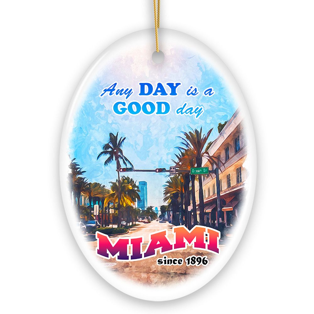 Classic Miami Living Stroll Through Paradise Ornament, Scenic Ocean ...