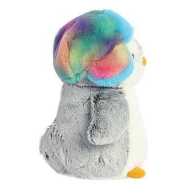 Aurora Small Gray Pompom Penguin 9" Pom Pom Rainbow Trapper Festive ...