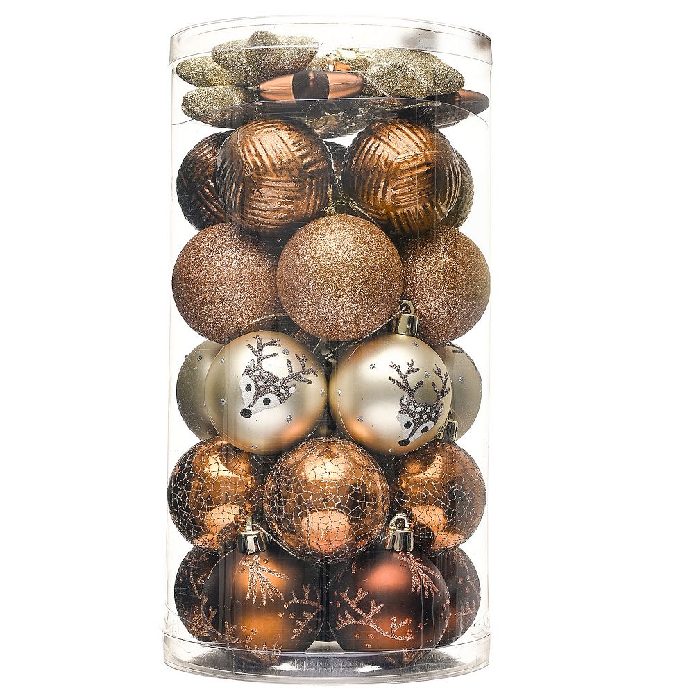 Autumn Color Christmas Ornament Bundle, Assorted 35 Piece Bronze Star ...