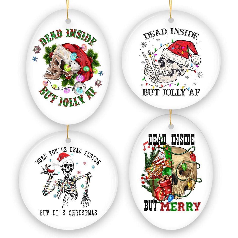 Dead Inside Fun Holiday Dark Humor Christmas Ornament Bundle, Horror ...