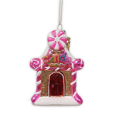 Sweet Treat Cottage Candy Lane House Glass Christmas Ornament